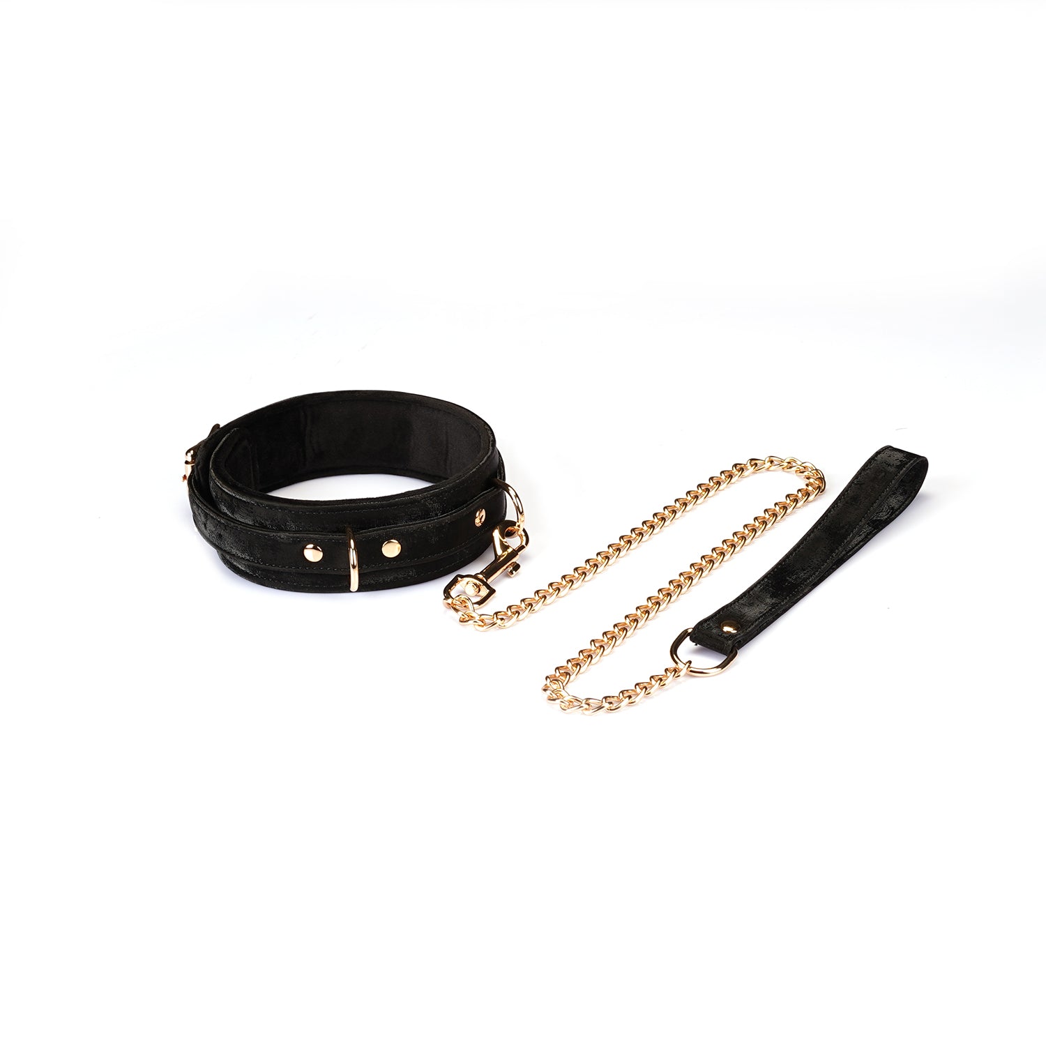 Boudoir Amor: Black Collar with Gold Chain Leash – Liebe Seele