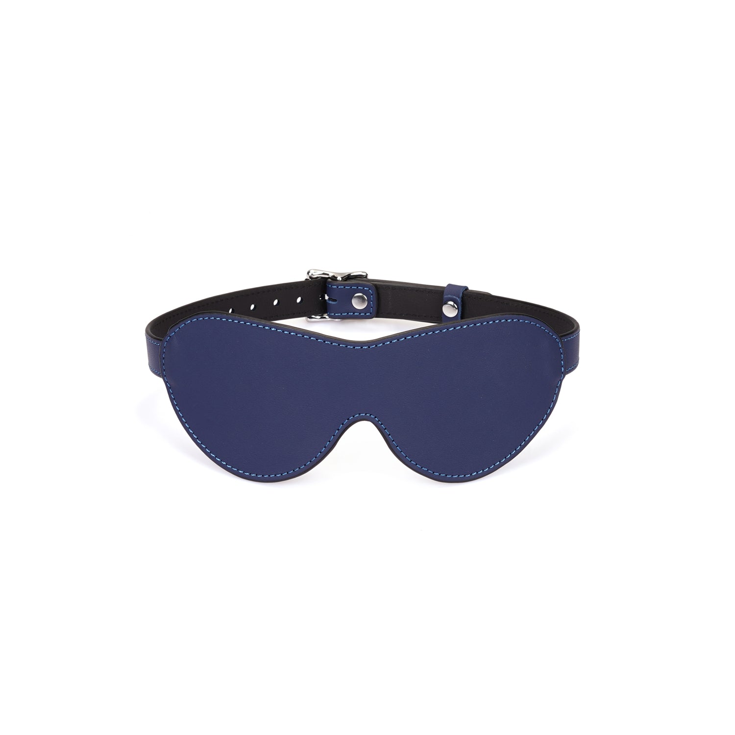 Cerulean Dominion：Blue leather blindfold with silver buckle – Liebe Seele